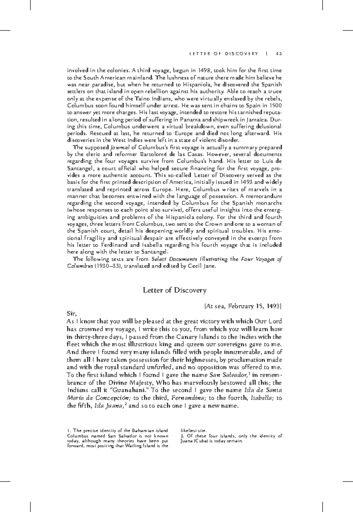 Columbus' Letter of Discovery - L E T T E R O F D I S C O V E R Y | 4 5 ...