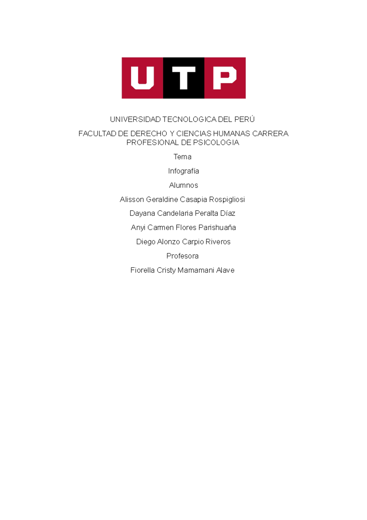 Universidad Tecnologica DEL PERÚ - UNIVERSIDAD TECNOLOGICA DEL PERÚ FACULTAD DE DERECHO Y ...