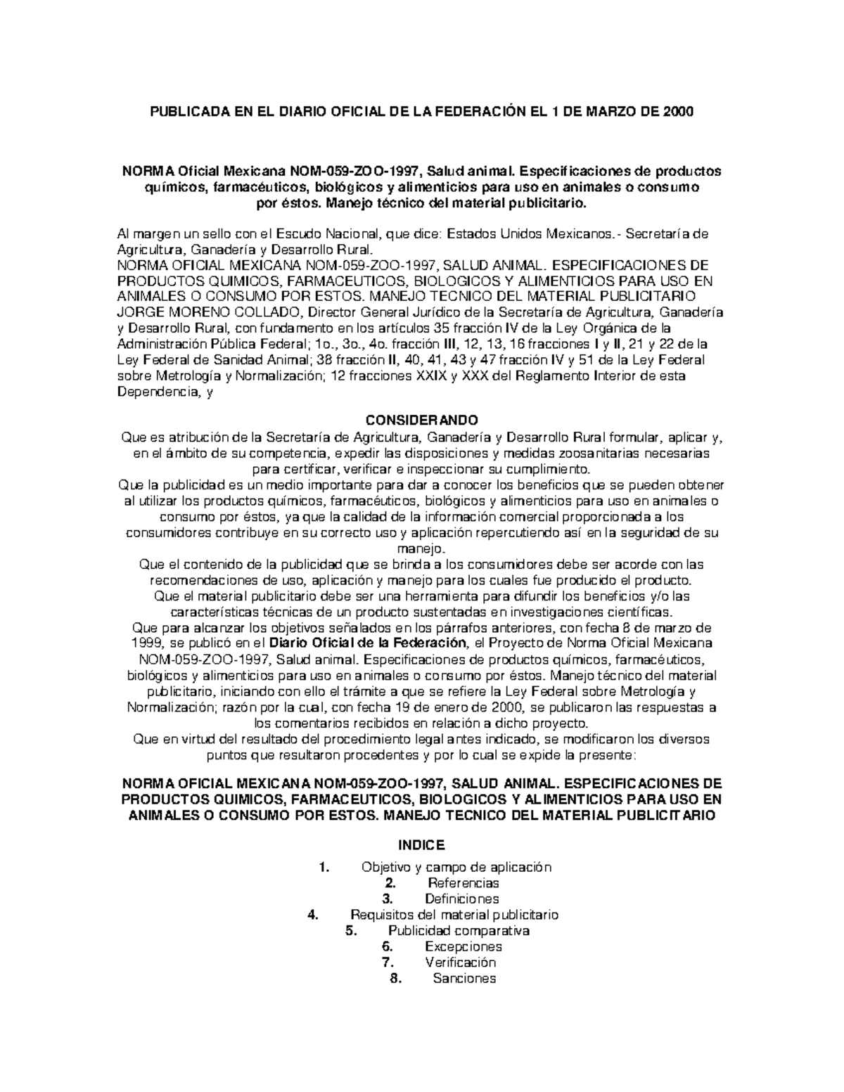 NOM 059 ZOO 1997 - Nom acerca de productos para consumo - PUBLICADA EN ...