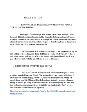 Speech 2 Outline - Speech 2 Outline My reference list for speech 2 are ...