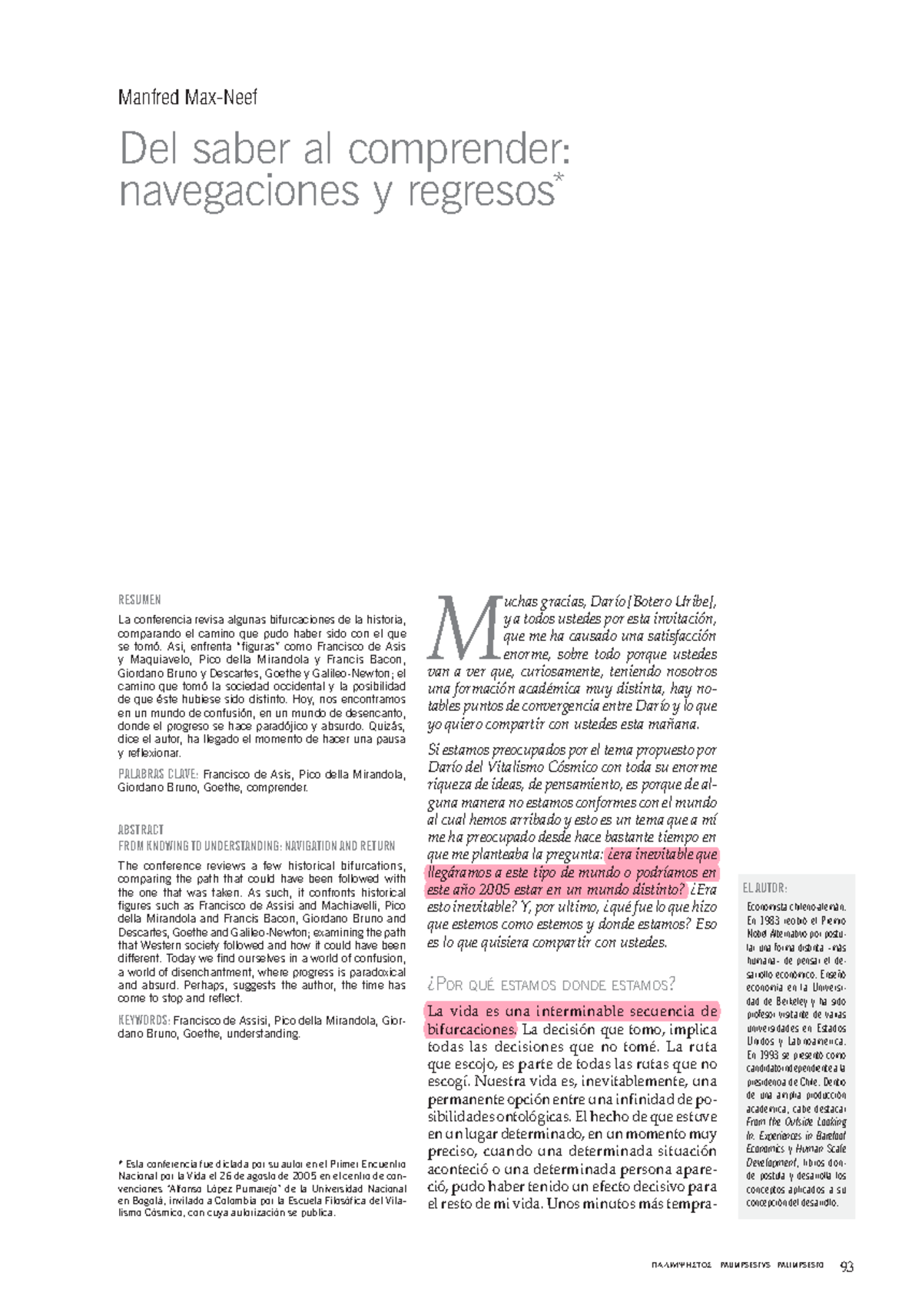 Manfred Max Neef - Del saber al comprender - Manfred Max-Neef Del saber ...
