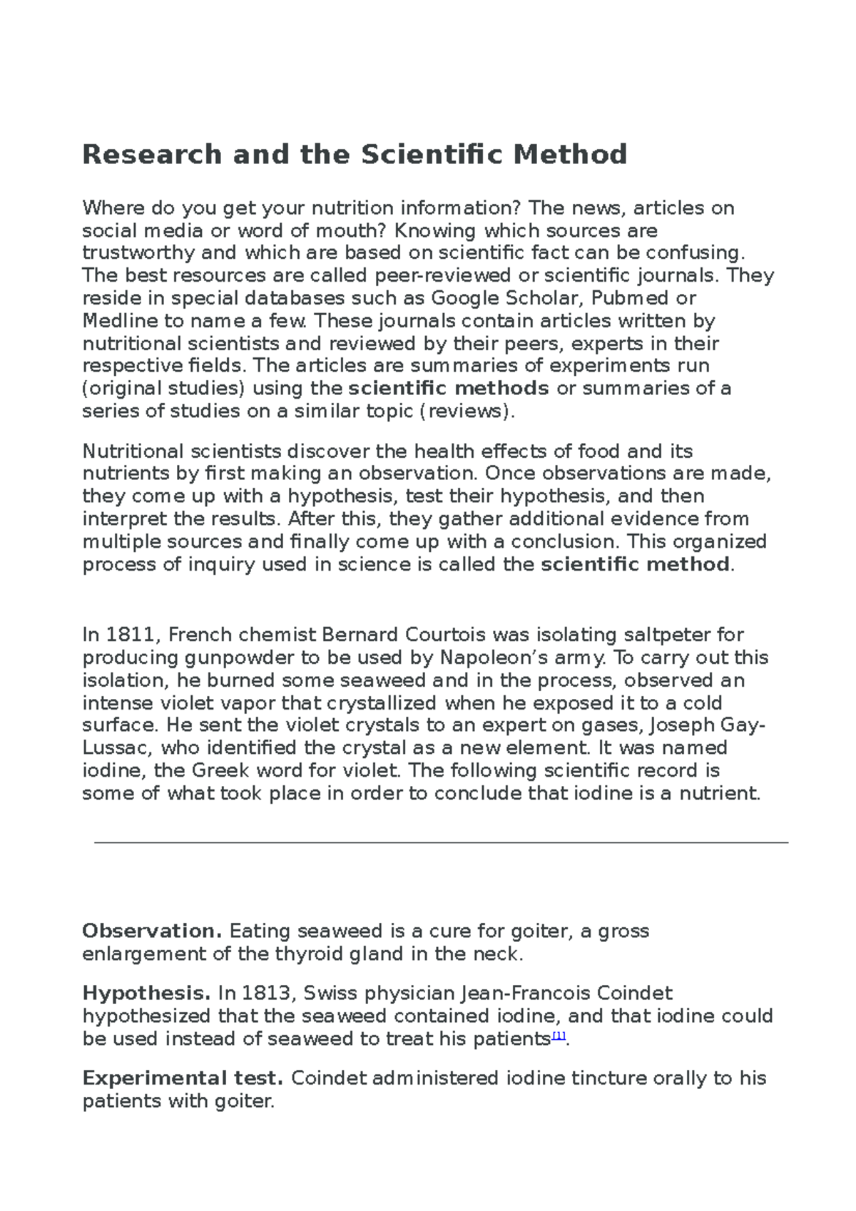 Nutri- chap 2 - Research and the Scientific Method Where do you get ...