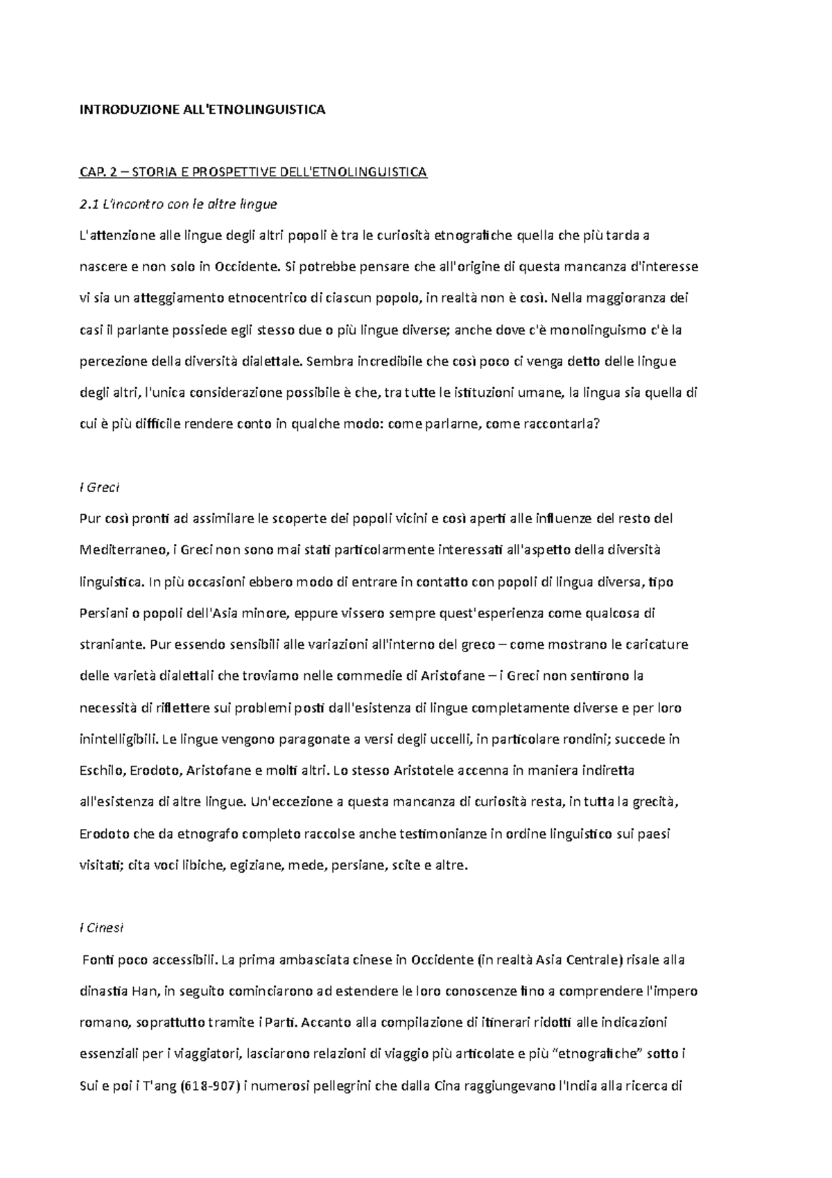 Riassunto - Introduzione all'etnolinguistica - INTRODUZIONE ALL ...