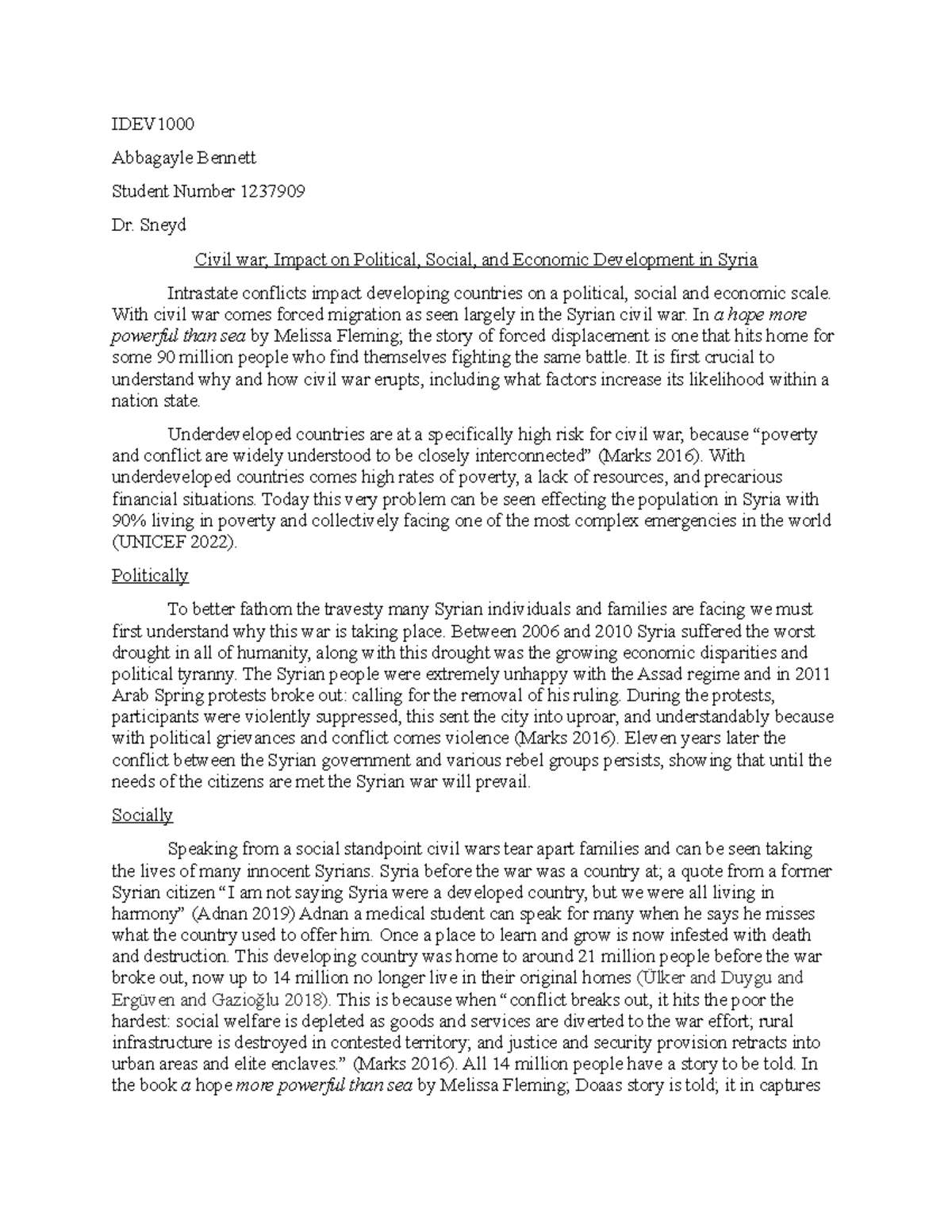 IDEV 1000 research context paper - IDEV Abbagayle Bennett Student ...