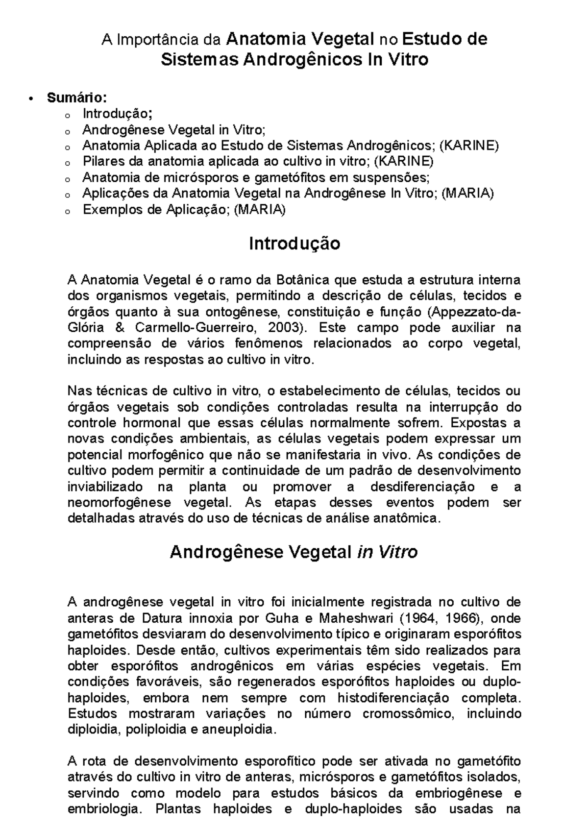 Anatomia VEG - A Importância da Anatomia Vegetal no Estudo de Sistemas ...
