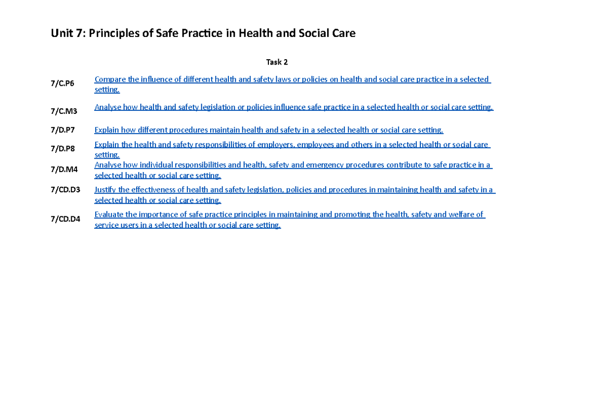 UNIT 7 2 Assignment Breakdown FOR P6 P7 P8 M3 M4 D3 D4 - Task 2 7/C ...