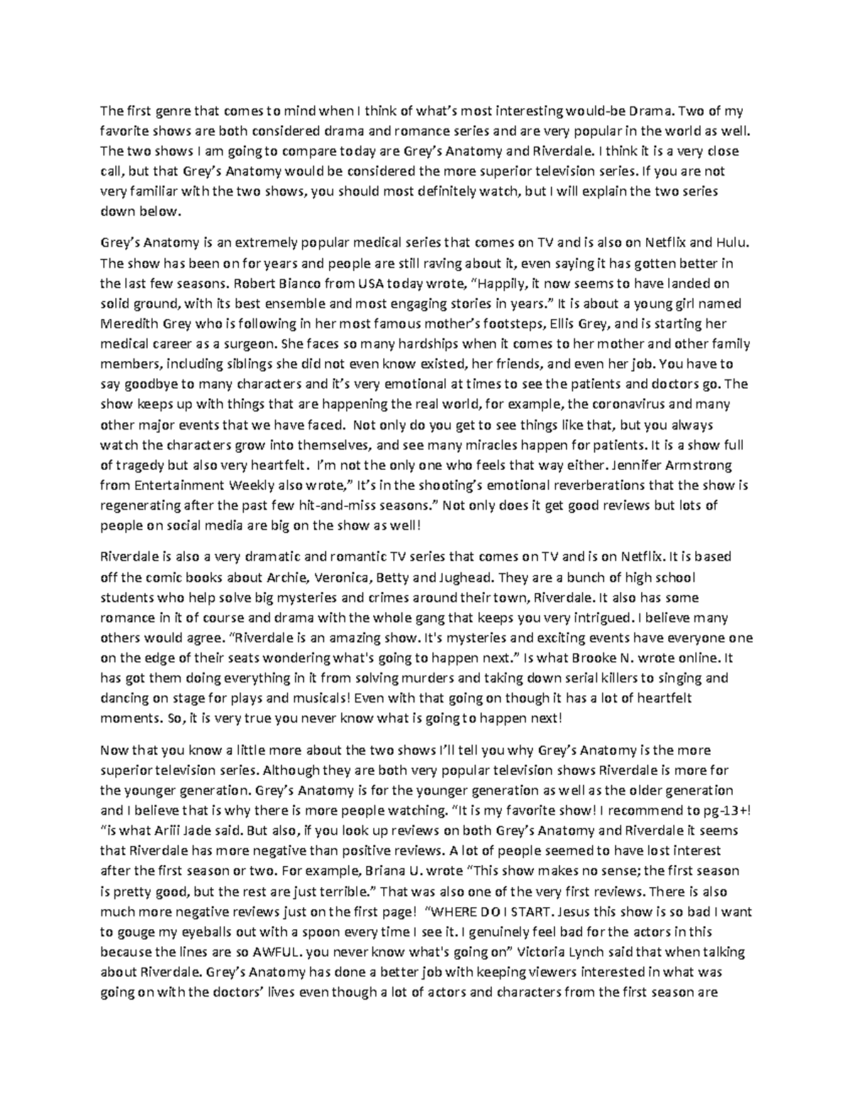 ENG 101 assignment 5 rough draft essay - The first genre that comes to ...