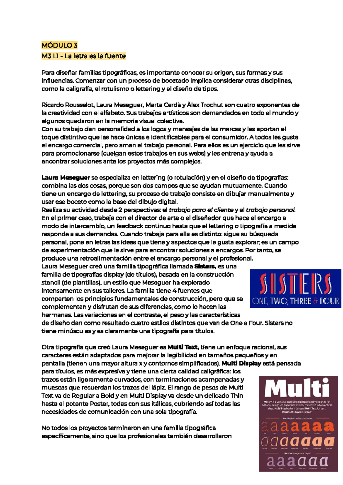 Resumen tipografía 2 m3 y m4 - MÓDULO 3 M3 Ll La letra es la fuente ...