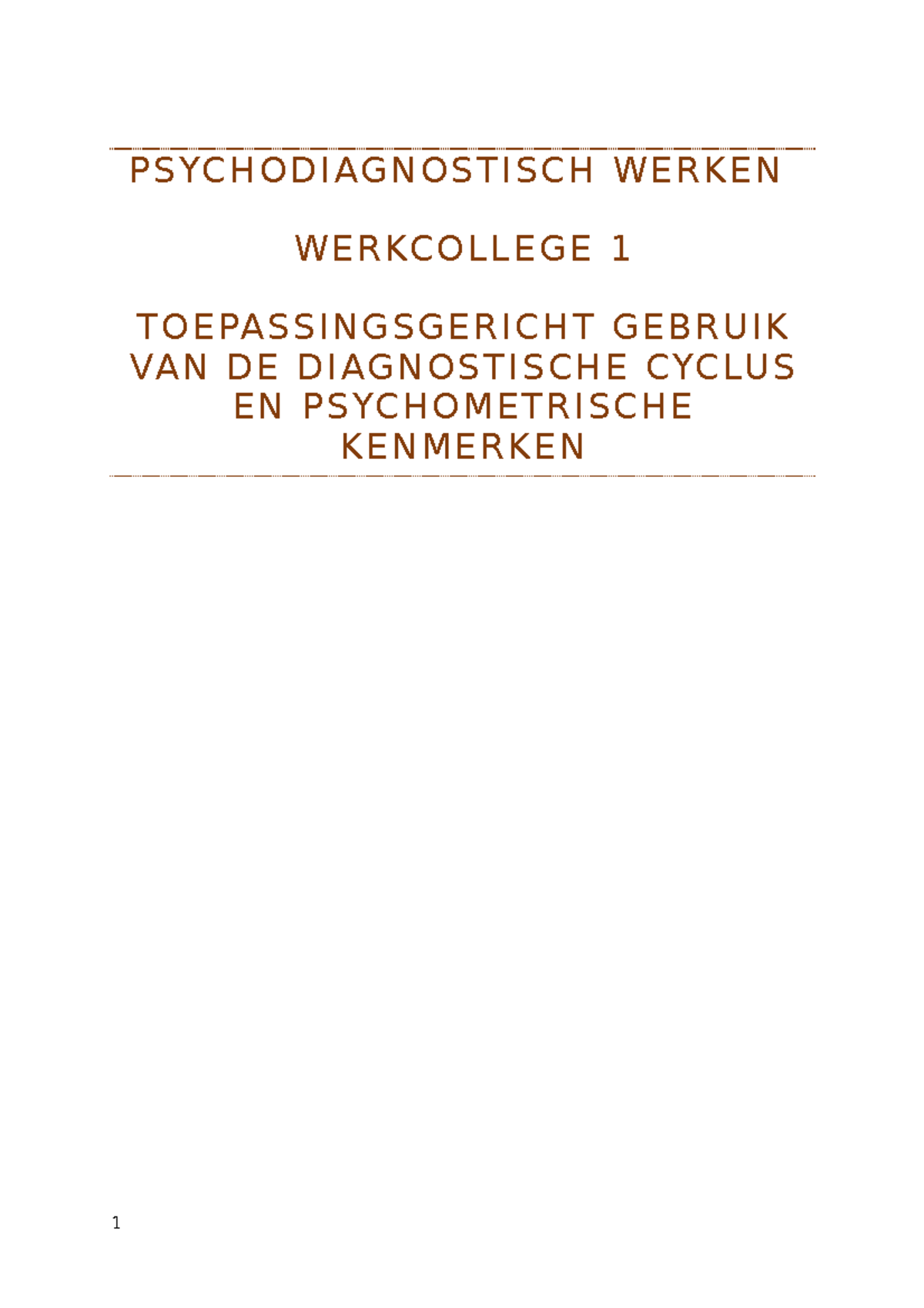 Psychodiagnostisch werken practicum - P S YC H O D I A G N O S T I S C H W E R K E N W E R KC O ...