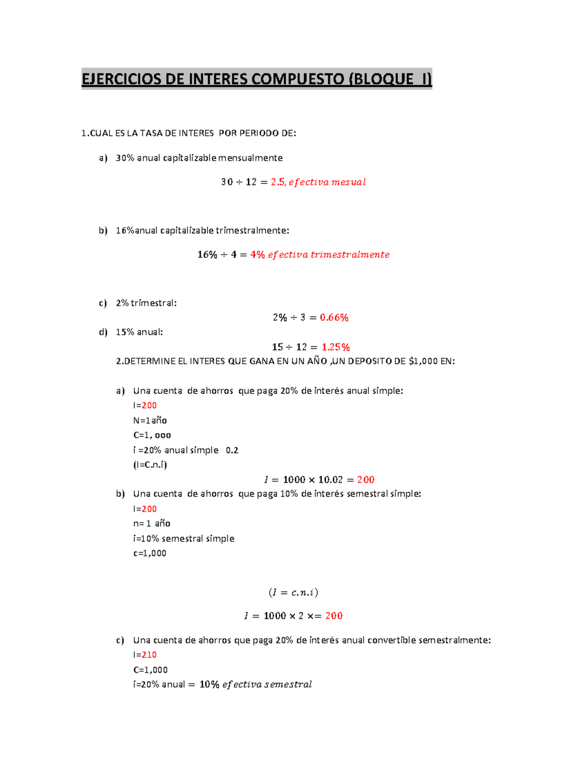 91573422 Ejercicios de Interes Compuesto - EJERCICIOS DE INTERES ...