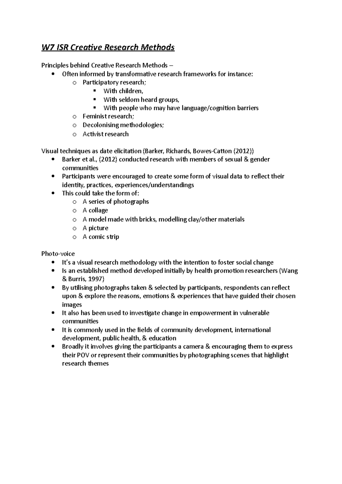 Creative Research Methods - , (2012) conducted research with members of ...