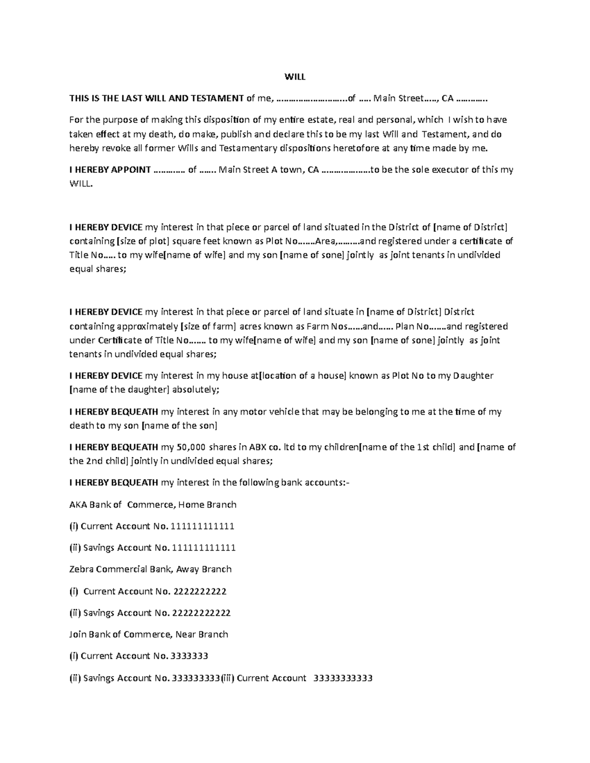 WILL - useful to probate matters to write the wishes of a person after ...