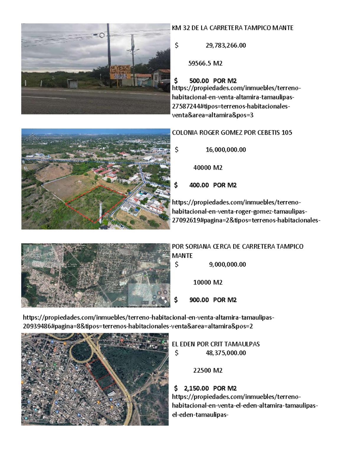 Terrenos Altamira - KM 32 DE LA CARRETERA TAMPICO MANTE 59566 M $ 500 POR M COLONIA ROGER GOMEZ ...