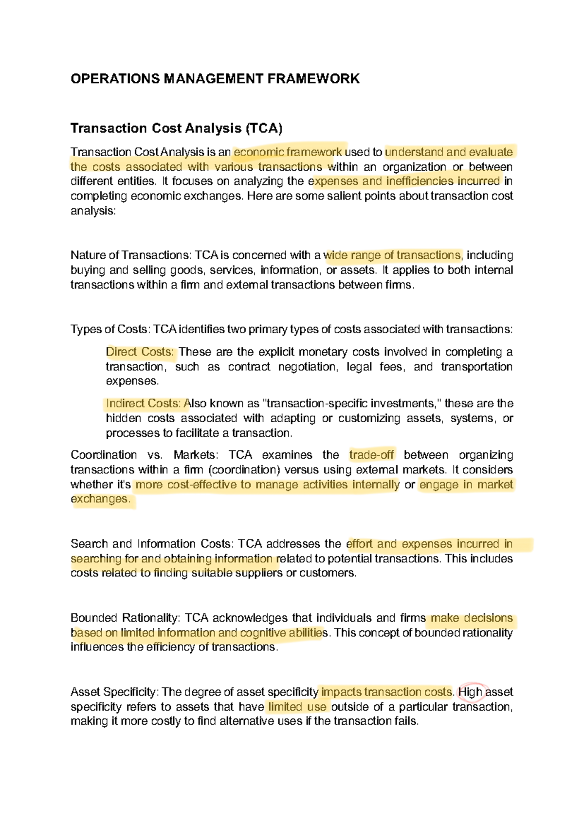 Operations Management Framework - OPERATIONS MANAGEMENT FRAMEWORK ...