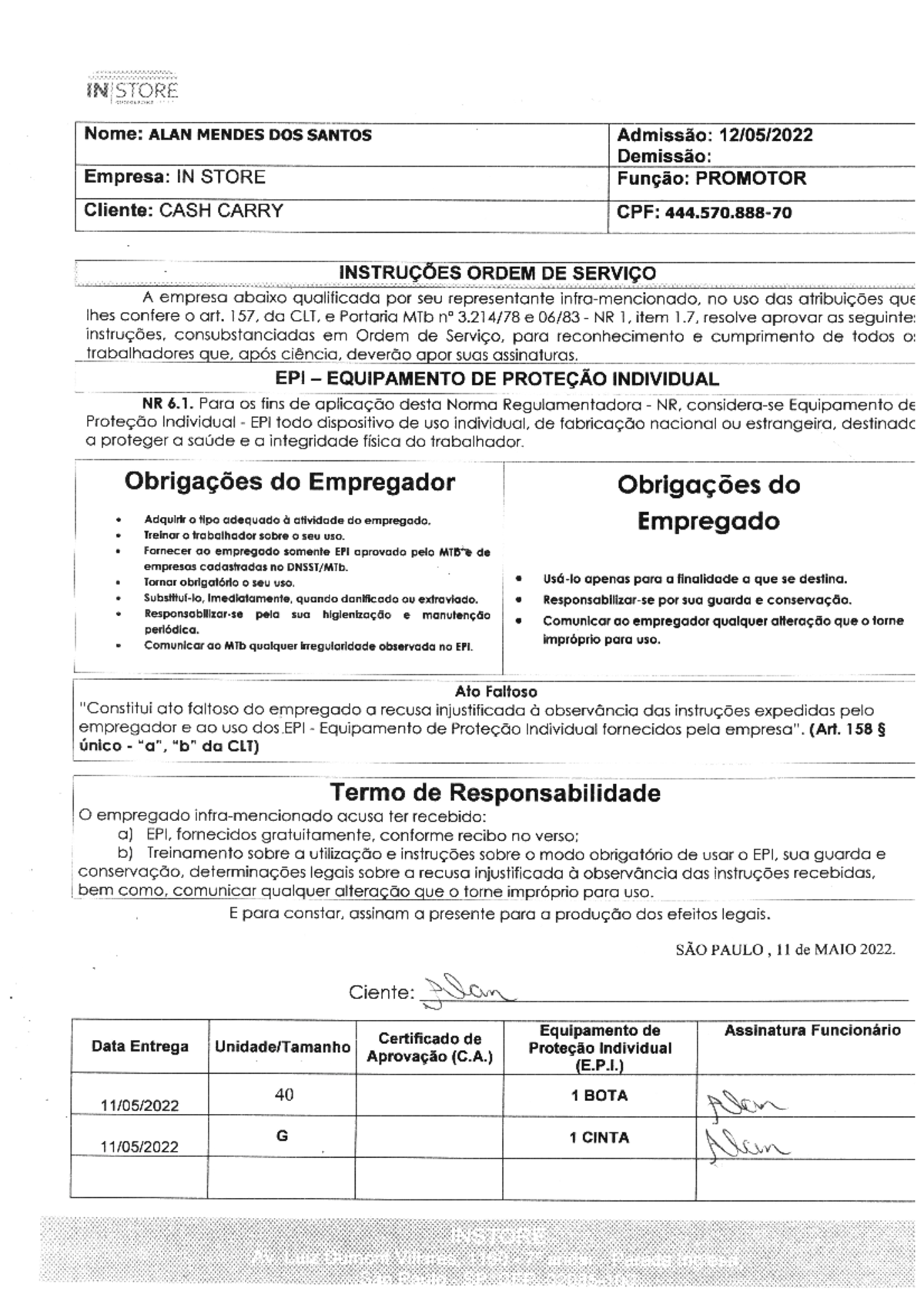 Termo DE EPI - ALAN Mendes DOS Santos - Educação Física - Studocu