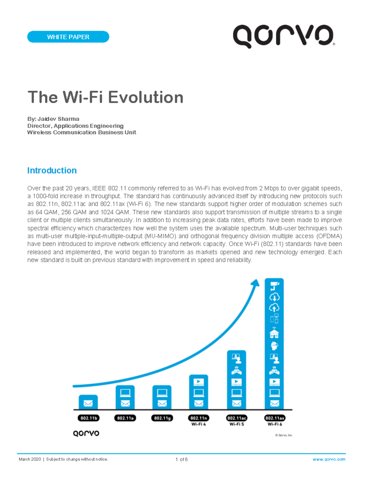 Qorvo the wi fi evolution white paper - March 2020 | Subject to change without notice. 1 of 6 ...