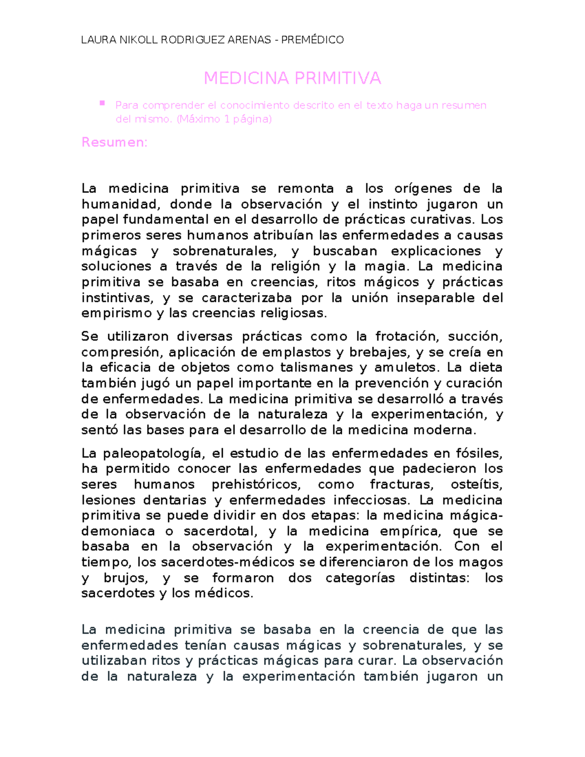 Medicina Primitiva - Trabajo - LAURA NIKOLL RODRIGUEZ ARENAS ...