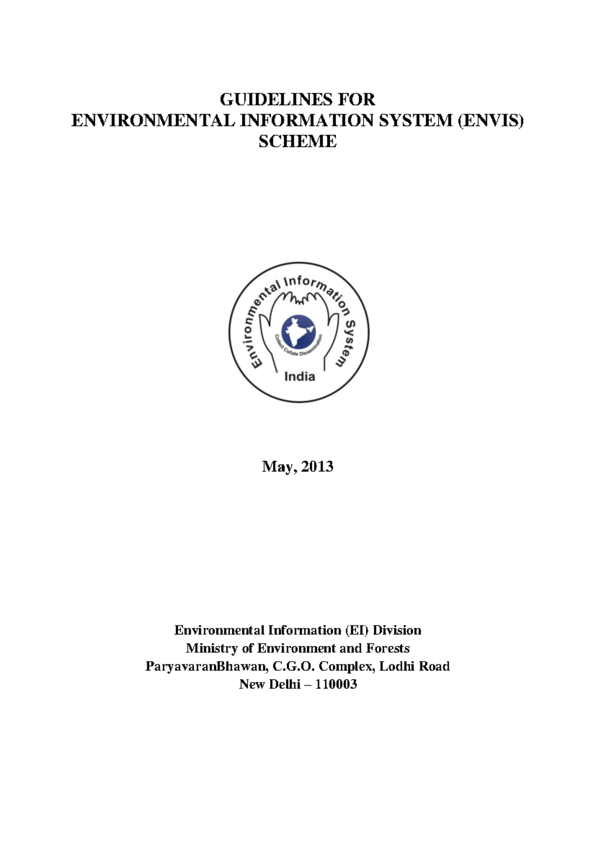 Envis-Guidelines-Revised - GUIDELINES FOR ENVIRONMENTAL INFORMATION ...
