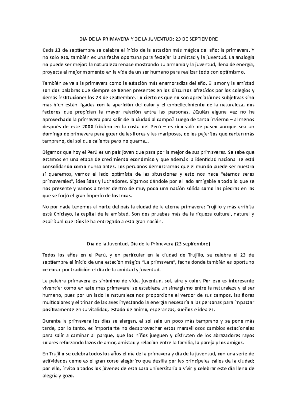 DIA DE LA Primavera Y DE LA Juventud - DIA DE LA PRIMAVERA Y DE LA ...