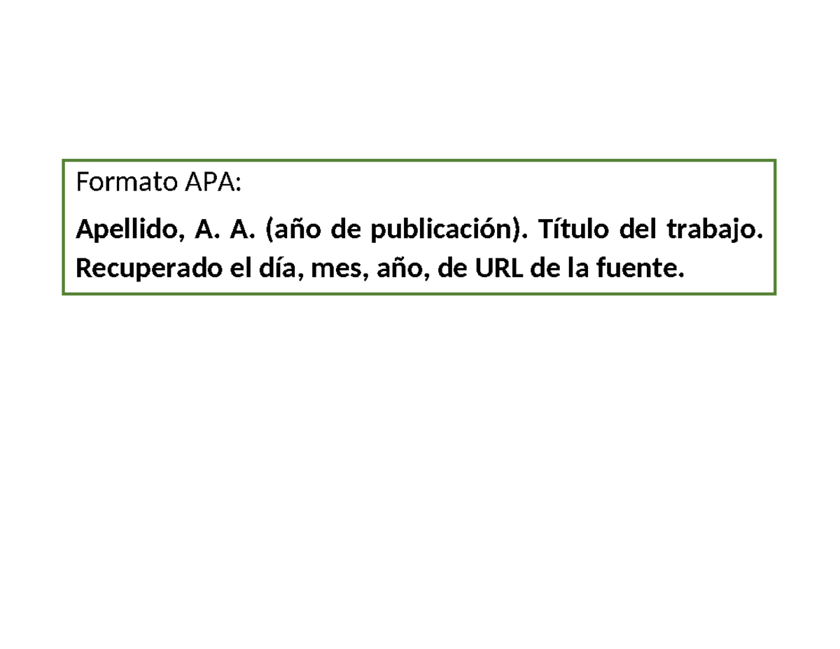 Formato APA - Metodología de la Investigación - Formato APA: Apellido ...