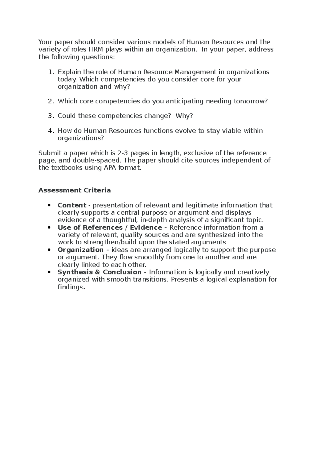 WA 1 - Written Assignment - Unit 1 - Your paper should consider various ...