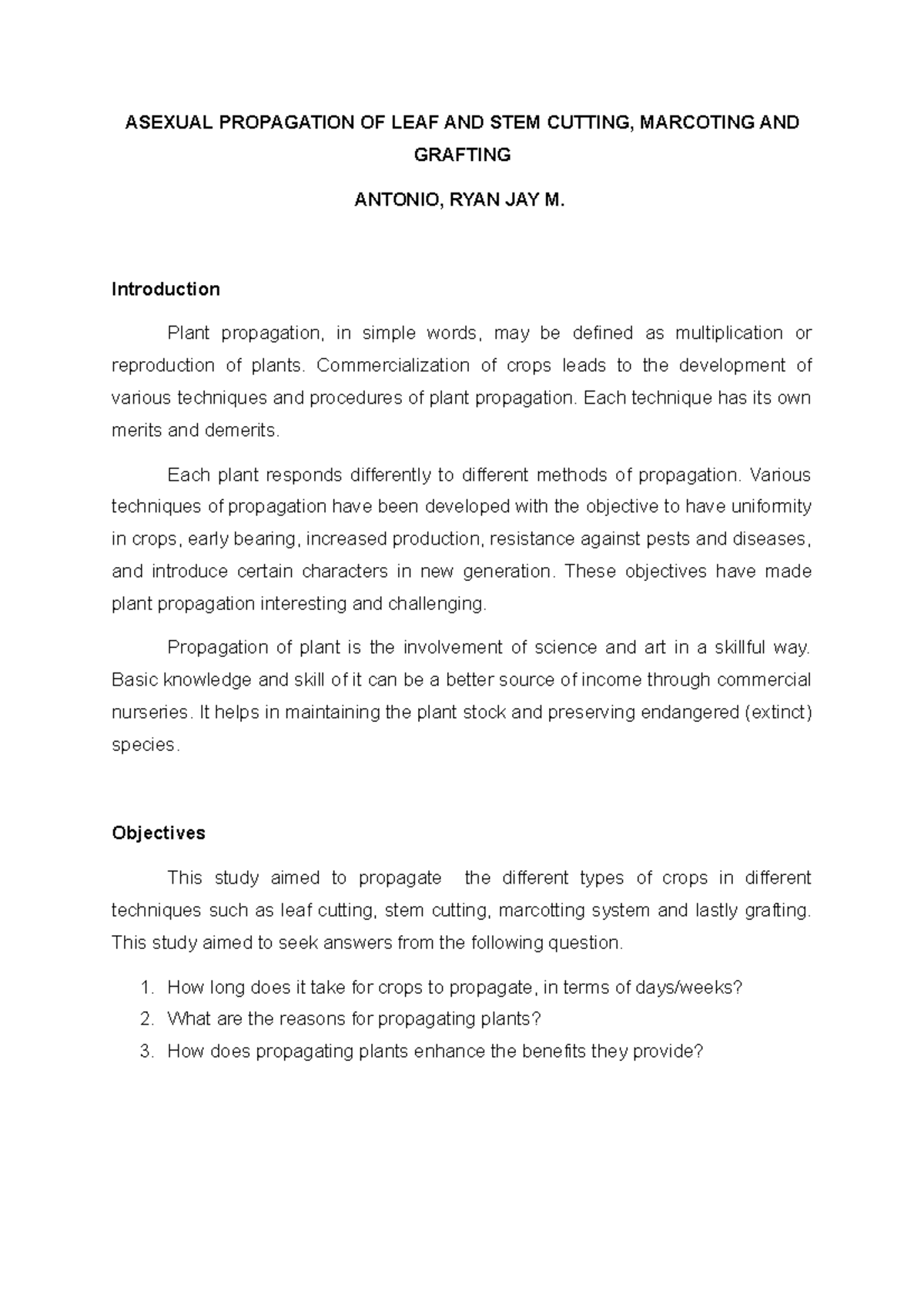 Crpsc 21- Plant Propagation - ASEXUAL PROPAGATION OF LEAF AND STEM ...