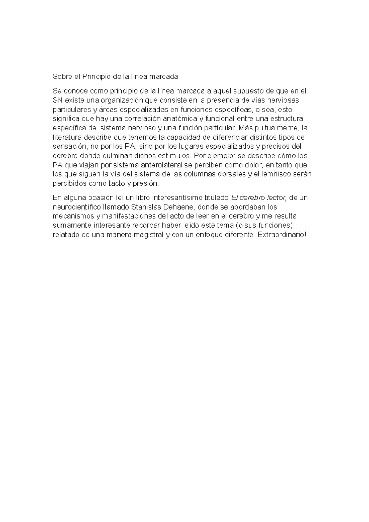 Principio de la línea marcada - Más pultualmente, la literatura ...