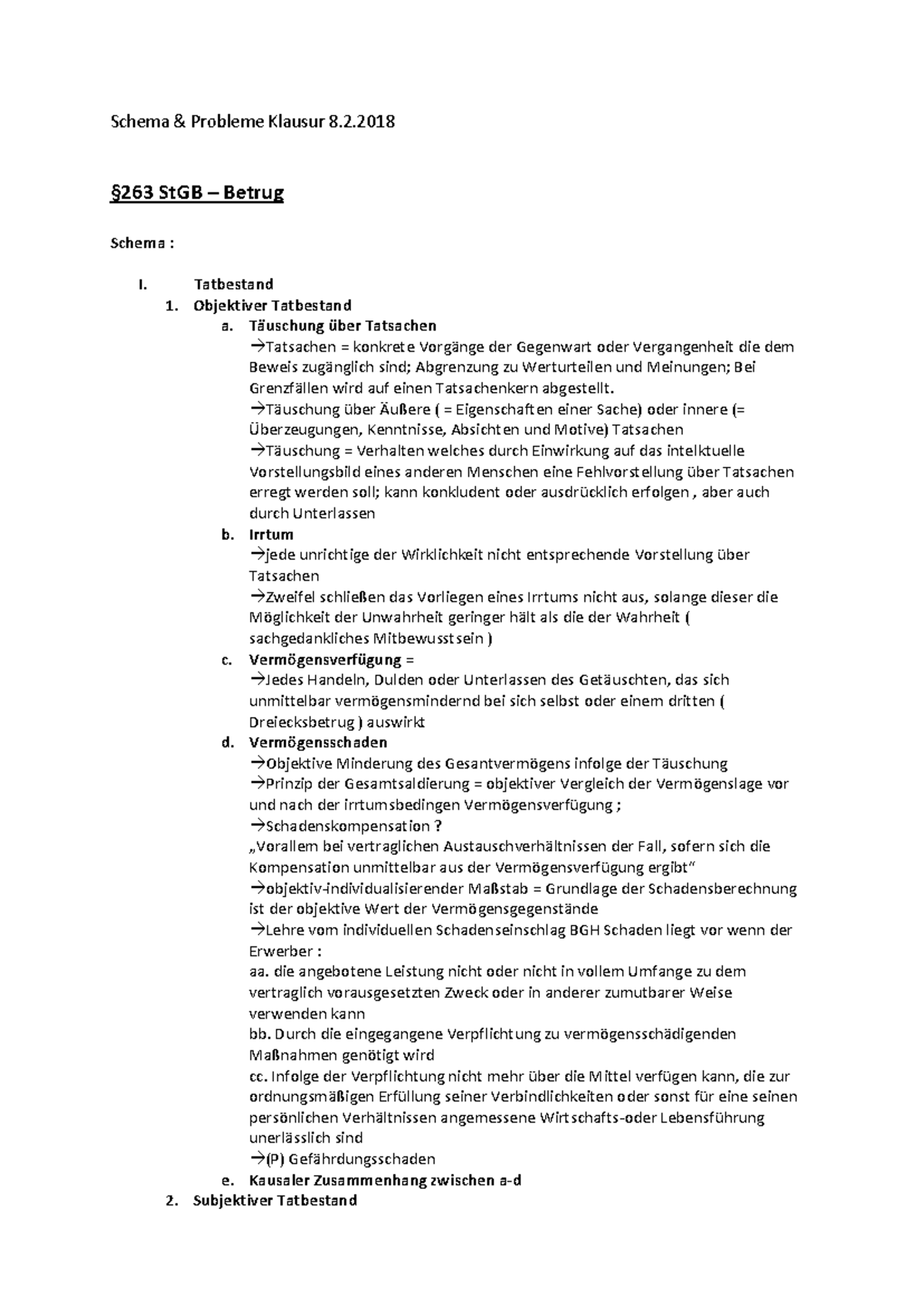 Lernzettel Wirtschaftsstrafrecht - Warning: TT: undefined function: 32 Schema & Probleme Klausur ...