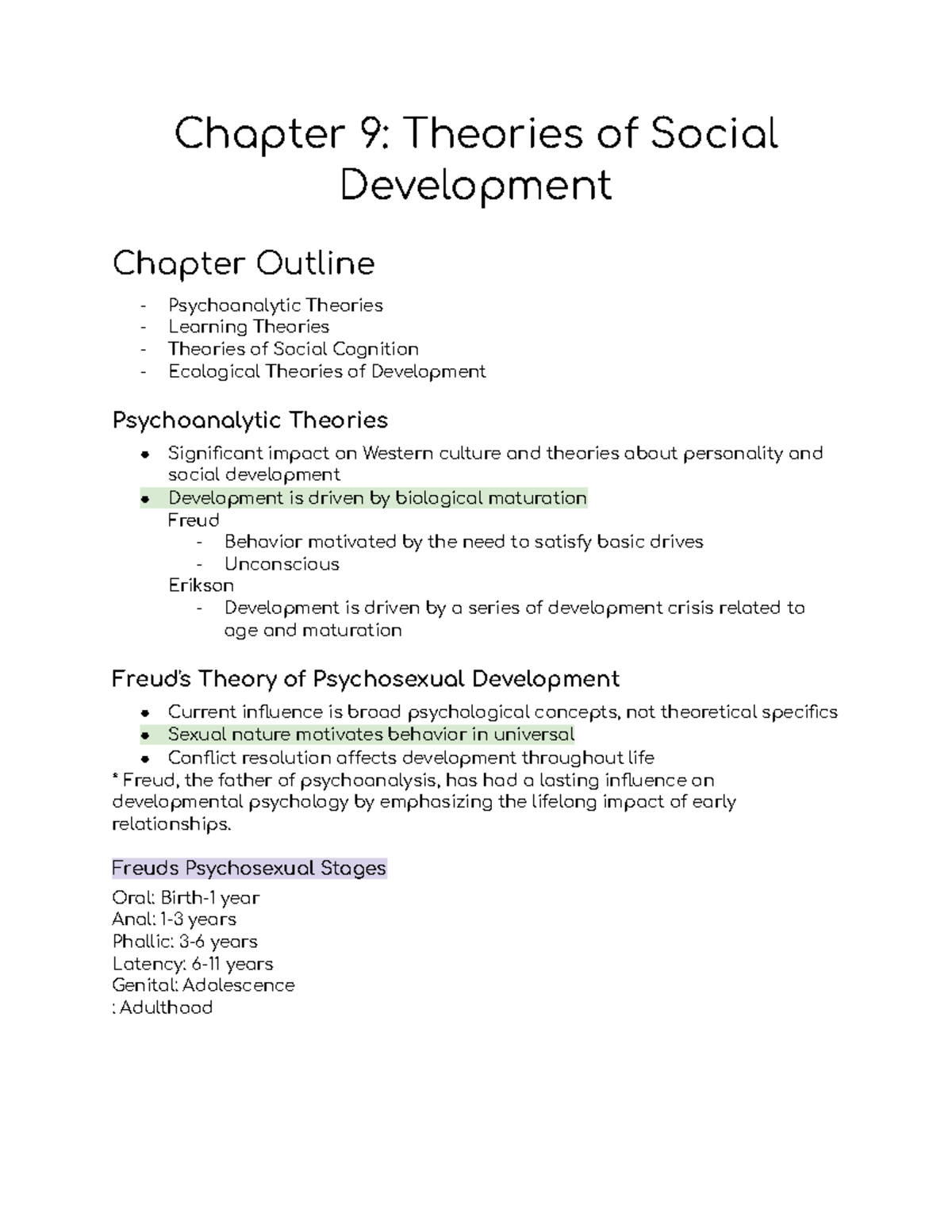 Chapter 9 Theories of Social Development - Chapter 9: Theories of ...