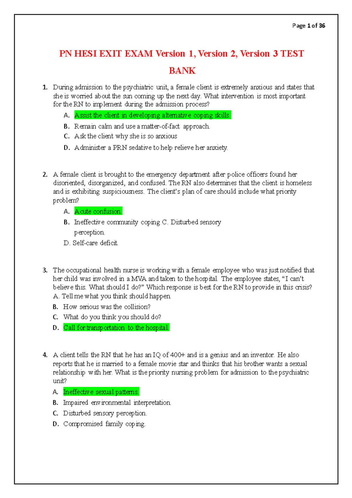 PN HESI EXIT EXAM Version 1, Version 2, Version 3 Test Bank - PN HESI ...