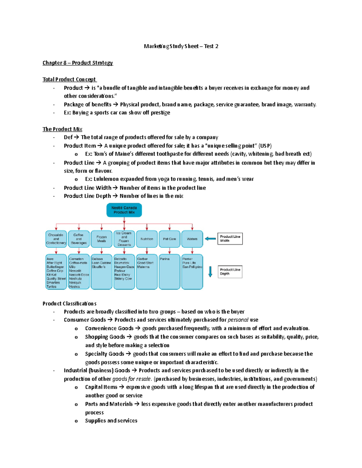 Marketing Study Sheet – Test 2 - Marketing Study Sheet – Test 2 Chapter ...