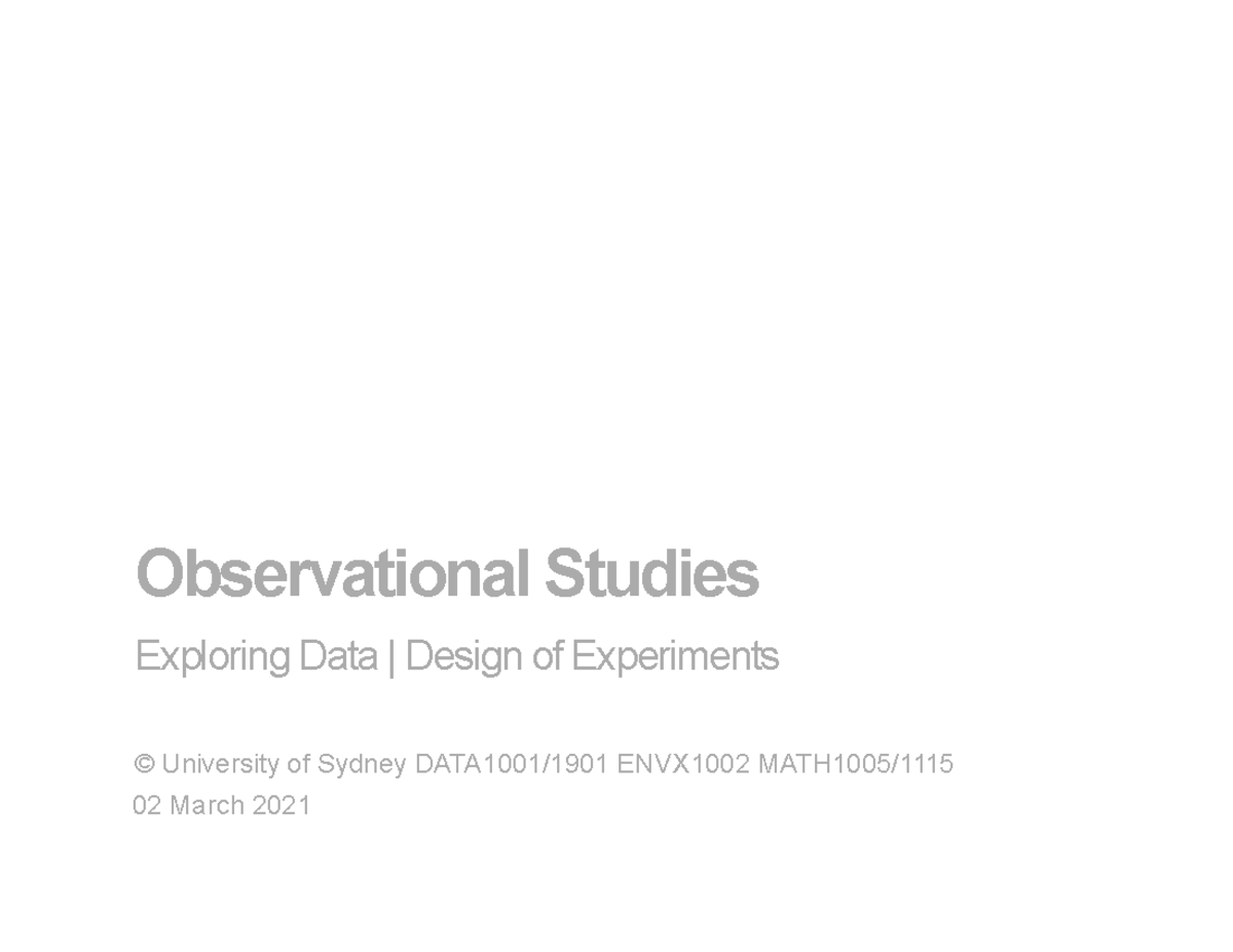 Lec 2 Observational Studies - Observational Studies Exploring Data ...