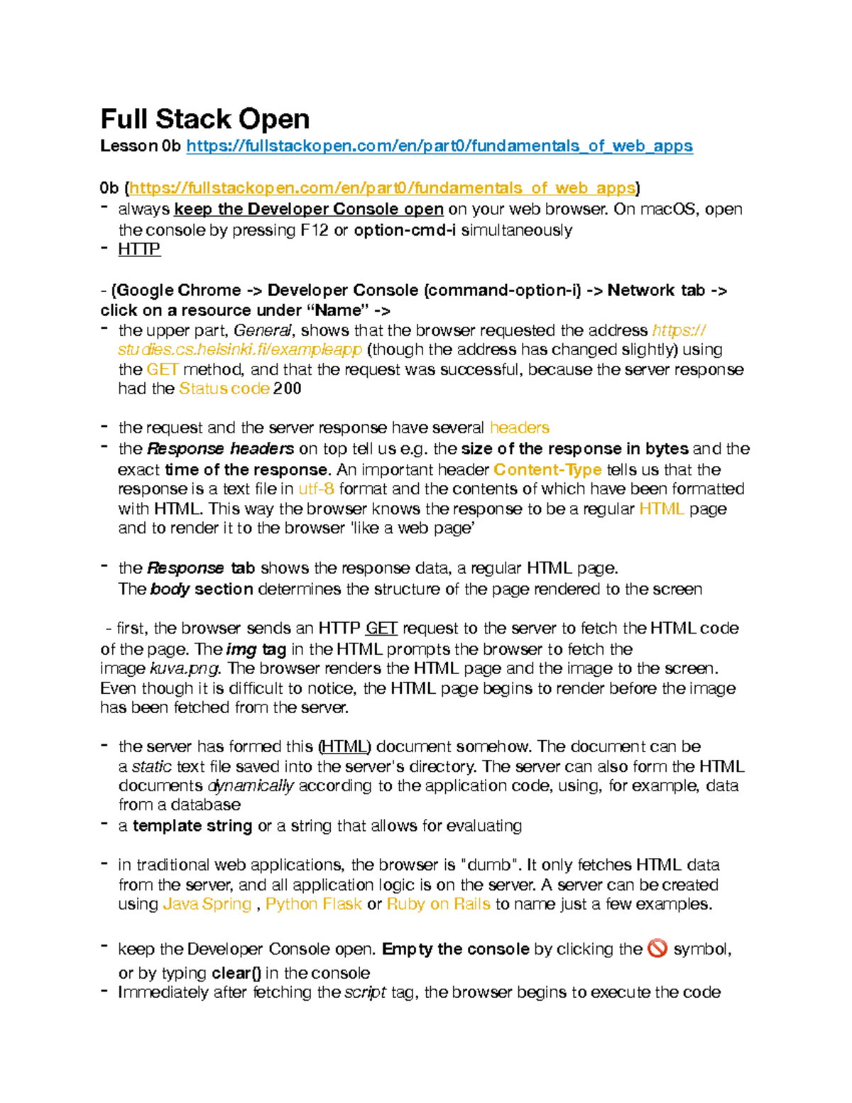 Lesson 0b - class notes - Full Stack Open Lesson 0b fullstackopen/en ...