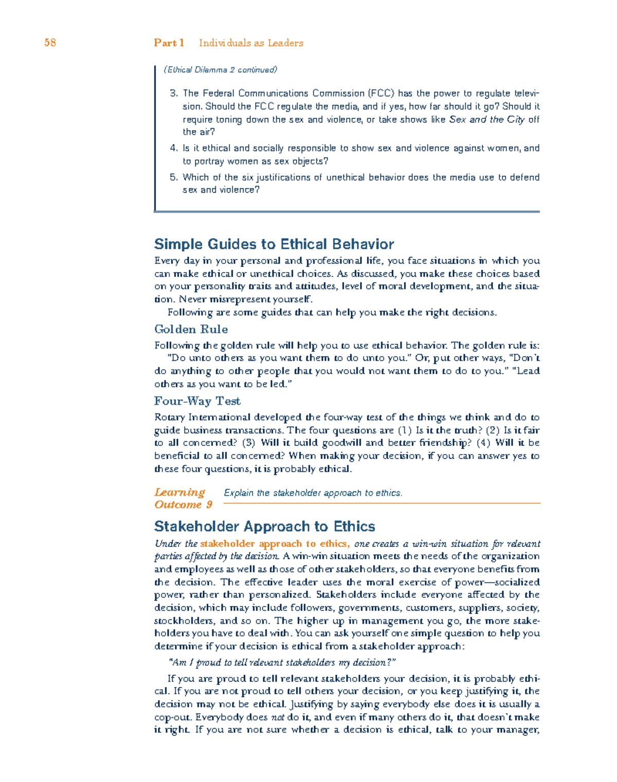 Lussier Achua Guides to Ethical Behavior - 58 Part 1 Individuals as Leaders Simple Guides to ...