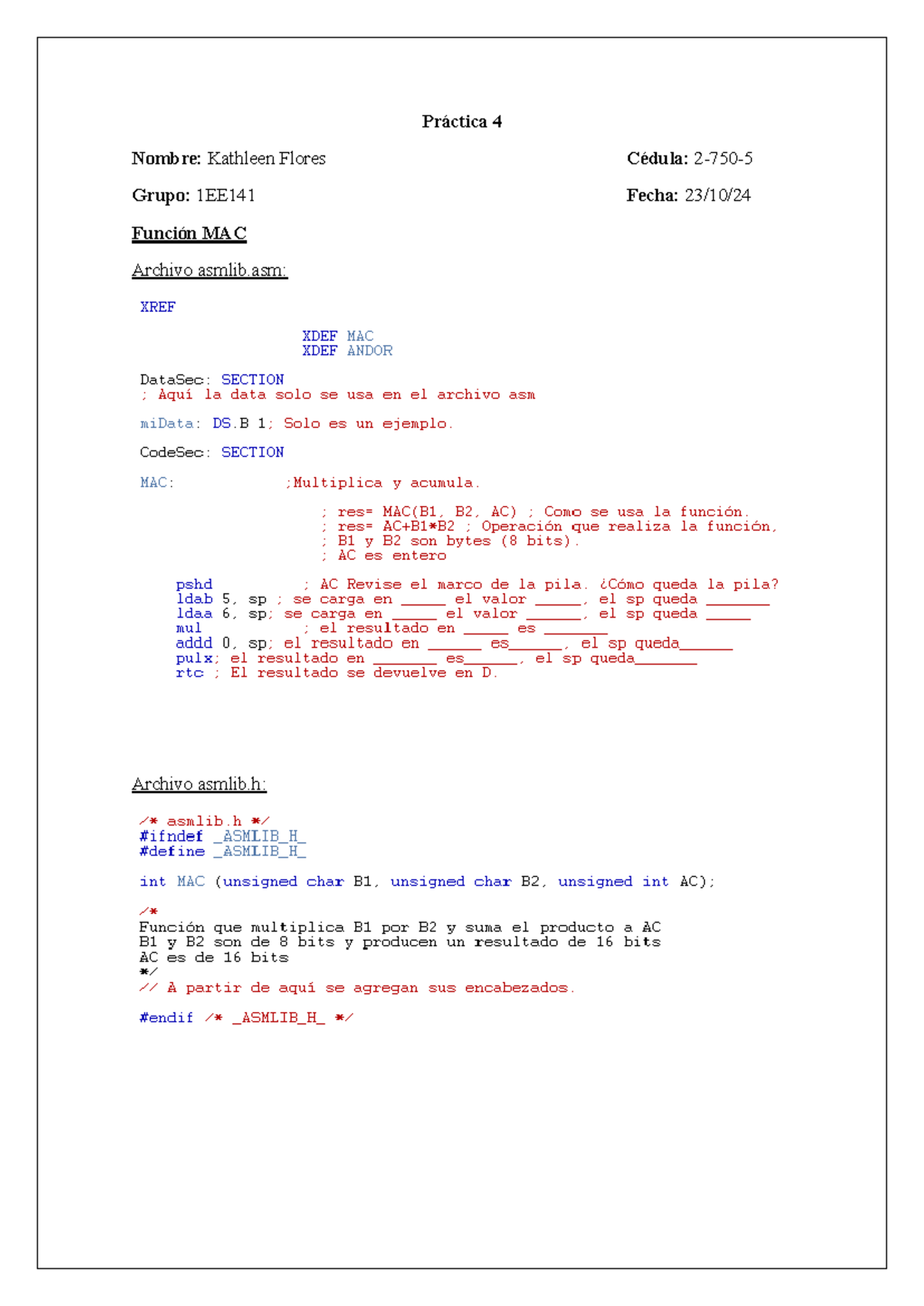 Kathleen Flores 2-750-5 - Practica 4 - Práctica 4 Nombre: Kathleen ...