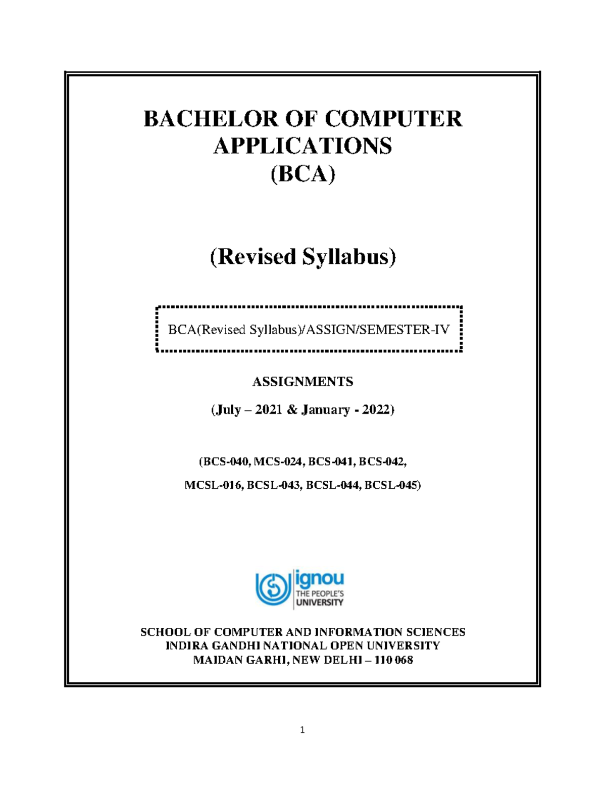 BCA Semester-IV Assignments 2021-22 - Bachelor of computer application ...