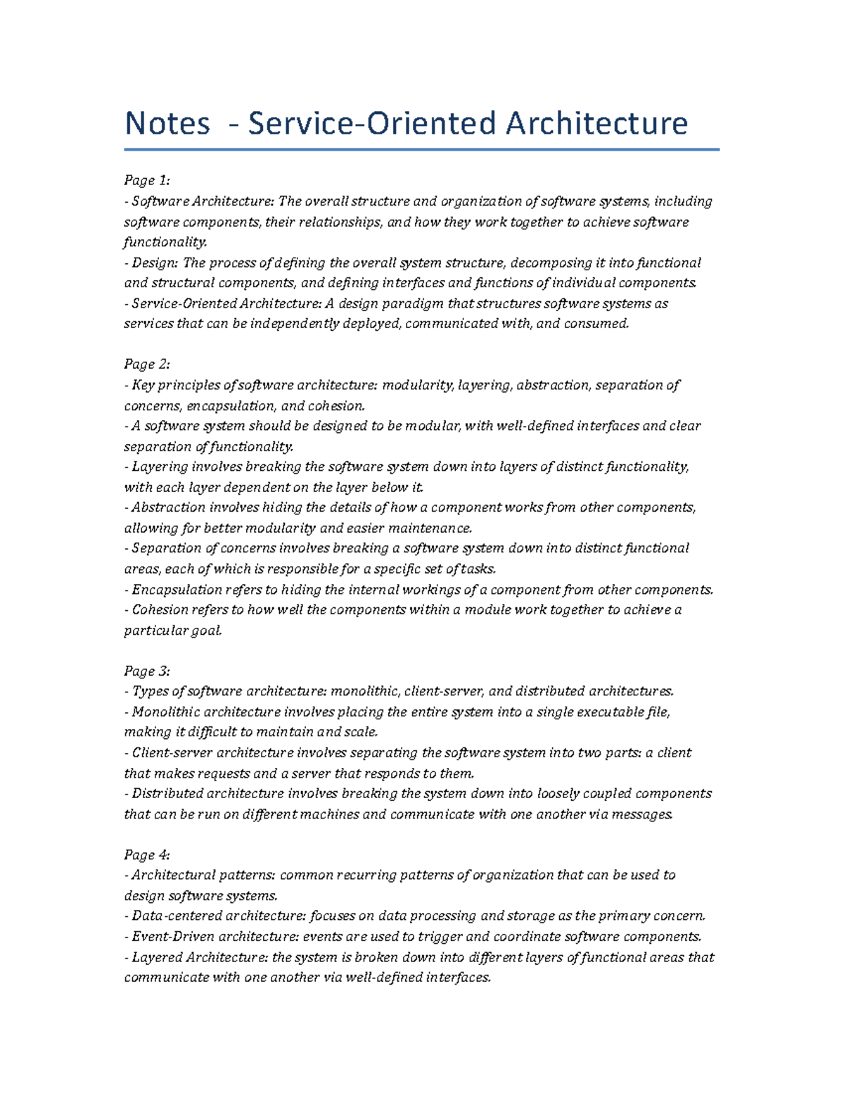 Lecture notes - Service-Oriented Architecture - Notes - Service ...