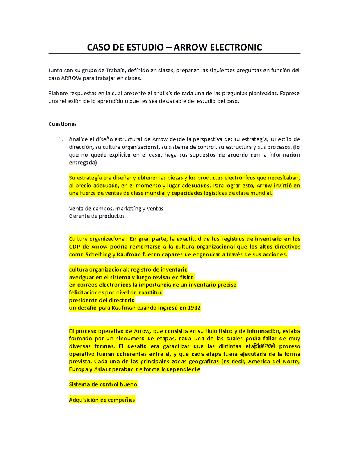 CASO Arrow JOSE - Tarea de Administración - CASO DE ESTUDIO – ARROW ...