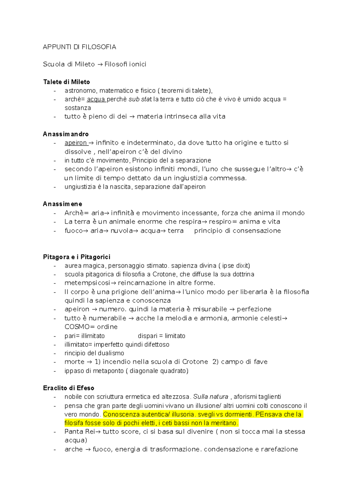 Appunti DI Filosofia - da Talete a Platone - APPUNTI DI FILOSOFIA ...