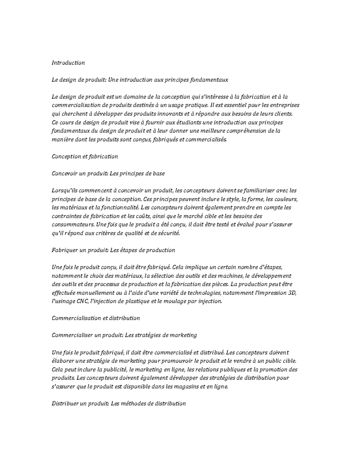 Product Design note study - Introduction Le design de produit: Une ...