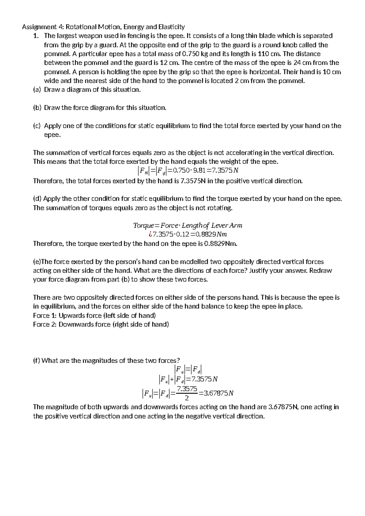 Assignment 4 - PHYS1171 - Assignment 4: Rotational Motion, Energy and ...