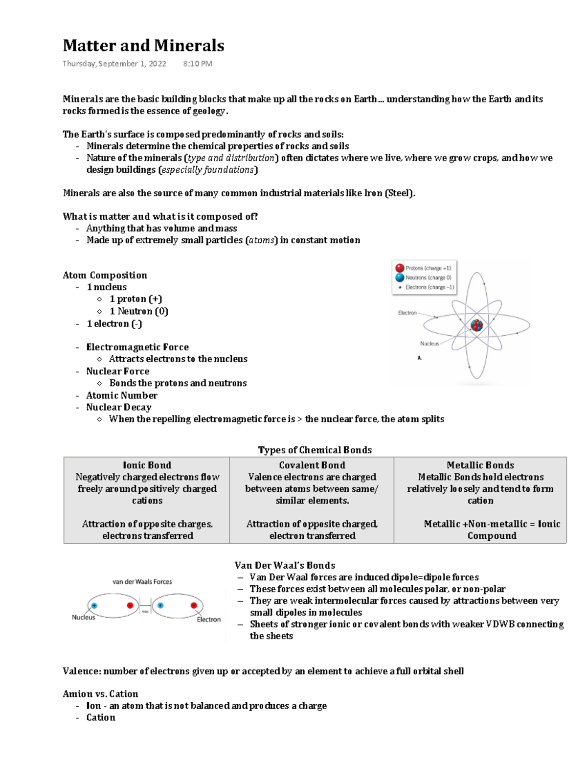 Matter and Minerals - Minerals are the basic building blocks that make ...