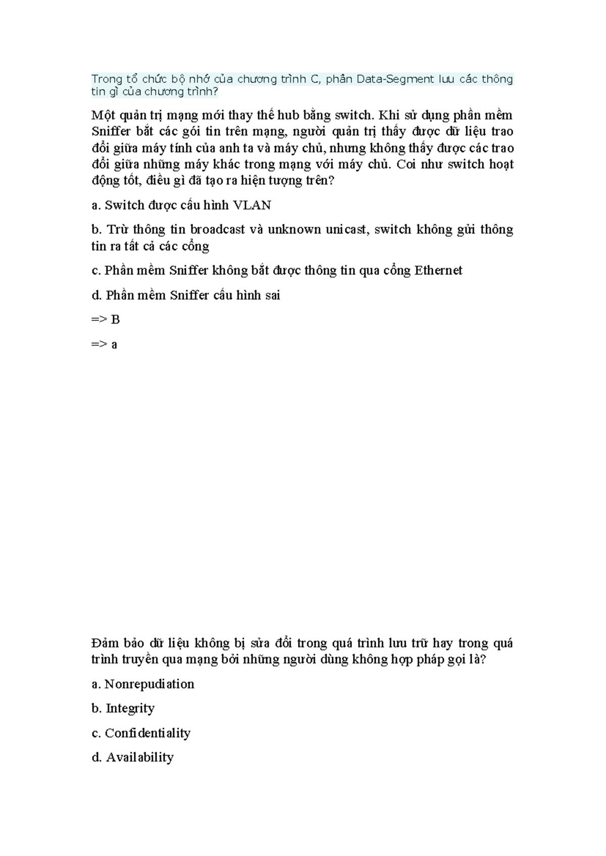 Trong tổ chức bộ nhớ của chương trình C - Trong tổ chức bộ nhớ của ...