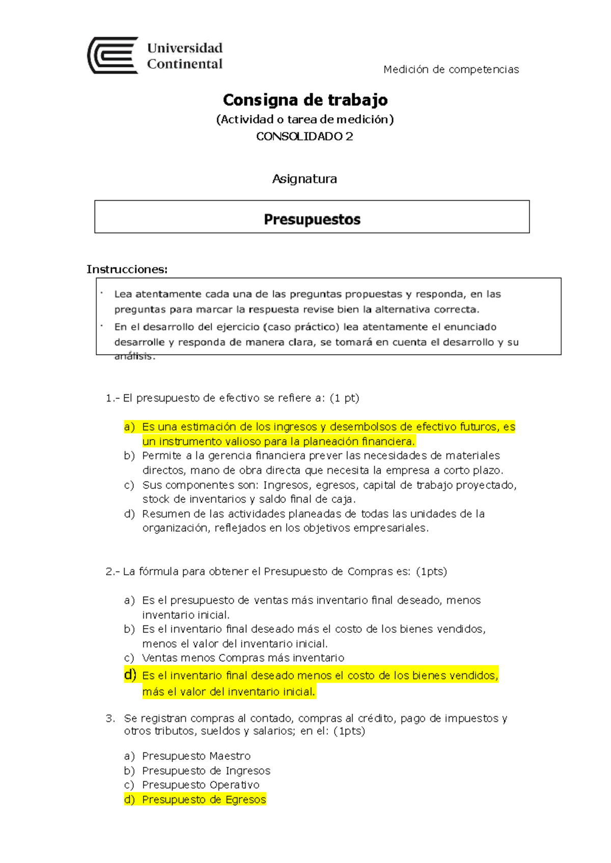 Prueba Consolidado 2 Medición de Competencias - Medición de competencias Consigna de trabajo ...