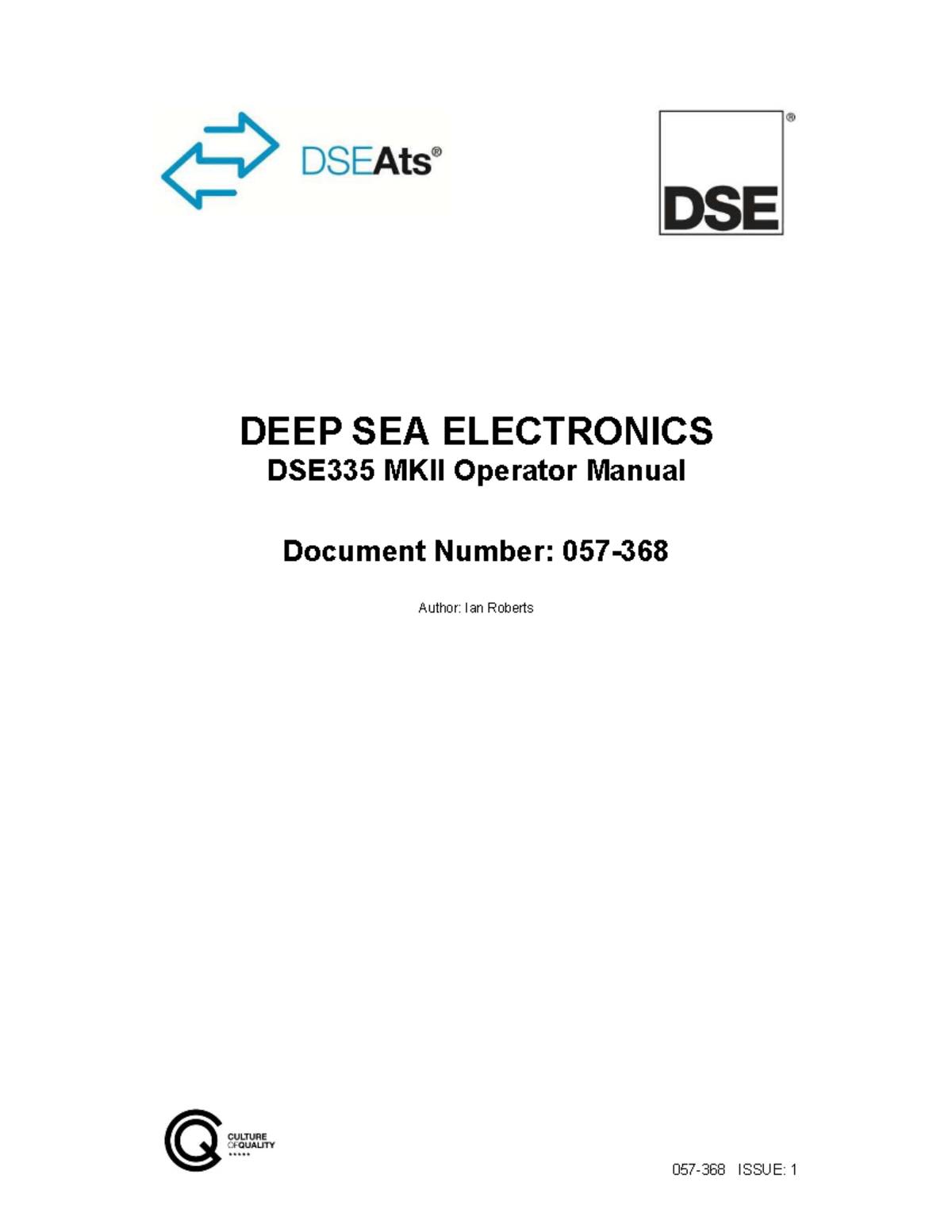 335 MKII dse - info - 057-368 ISSUE: 1 DEEP SEA ELECTRONICS DSE335 MKII ...