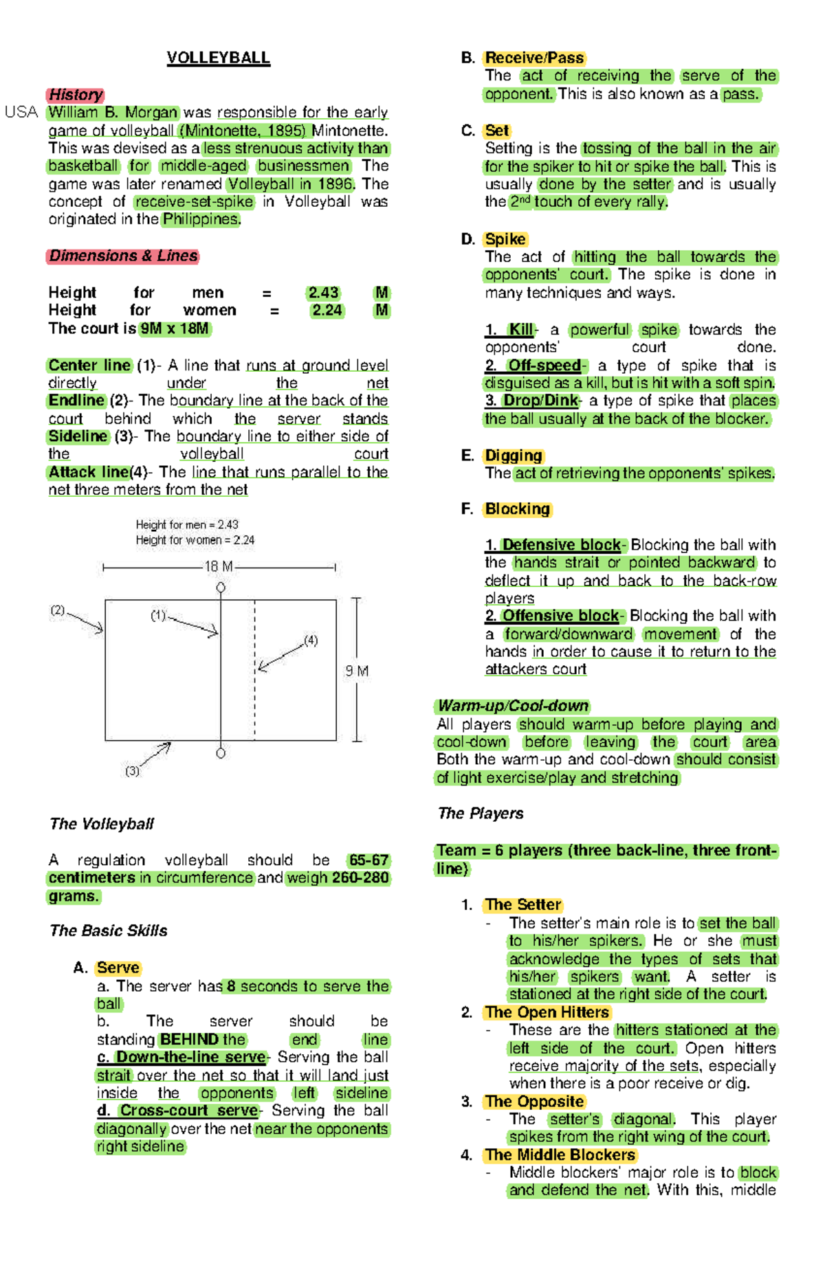 Volleyball-Notes - Volleyball Notes - VOLLEYBALL History William B ...