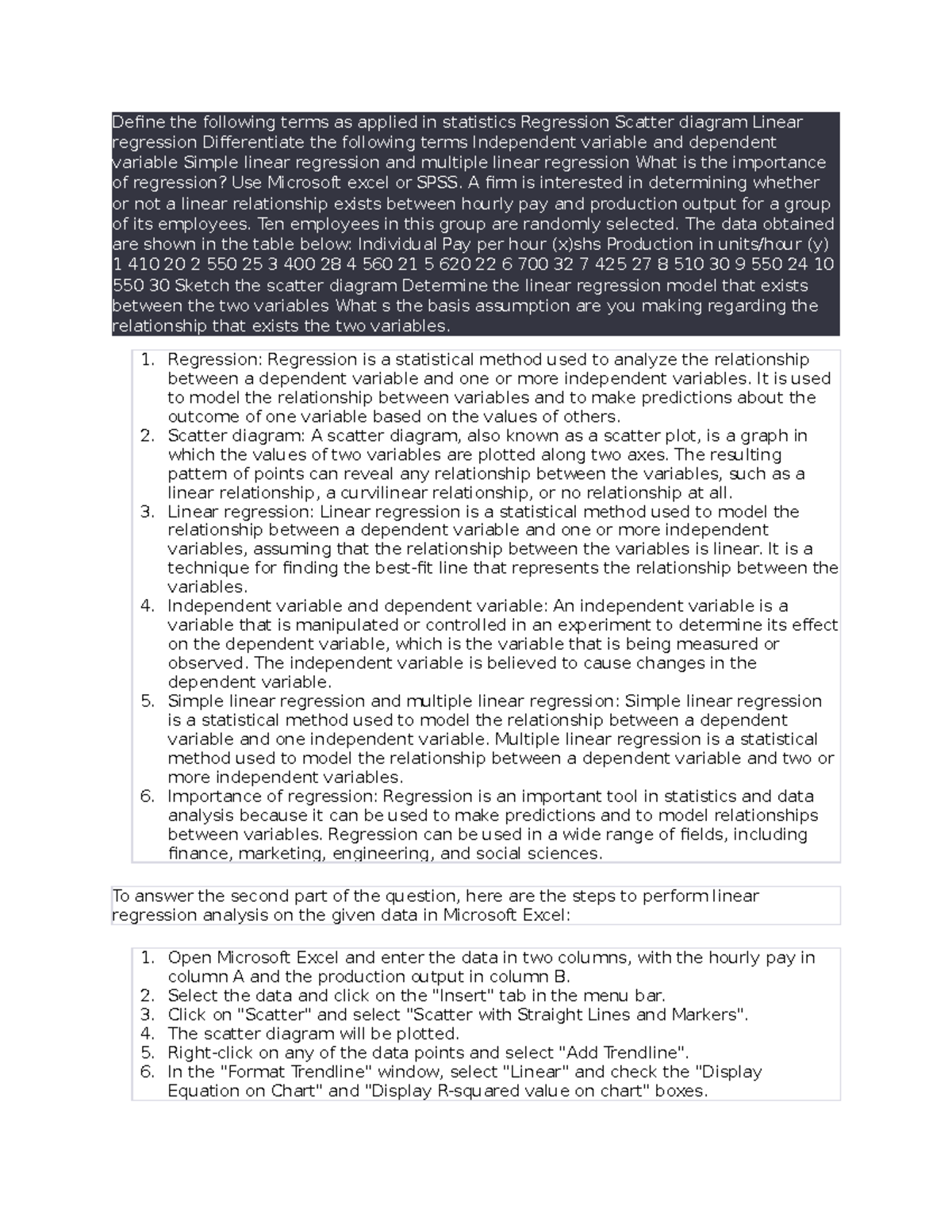Mourine'S - Define the following terms as applied in statistics ...