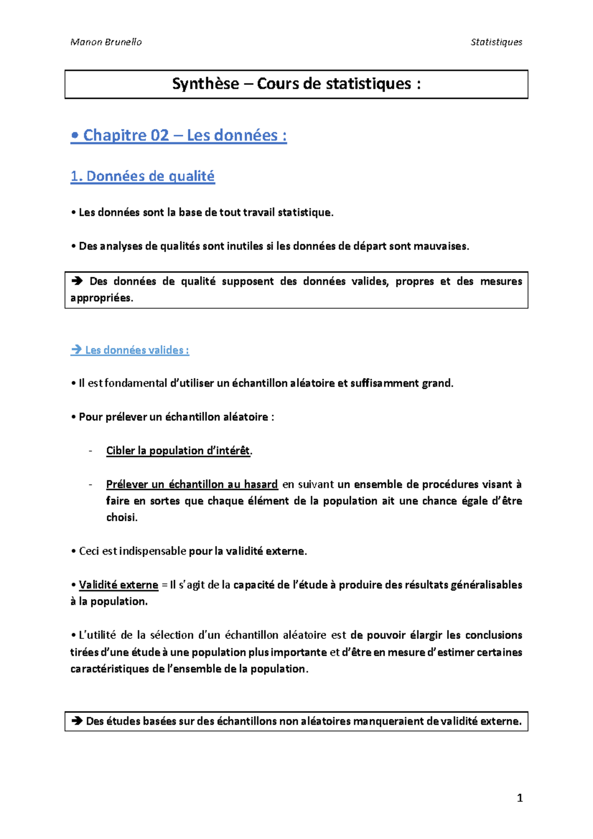 Synthèse statistiques - Complet - Warning: TT: undefined function: 32 Synthèse – Cours de - Studocu