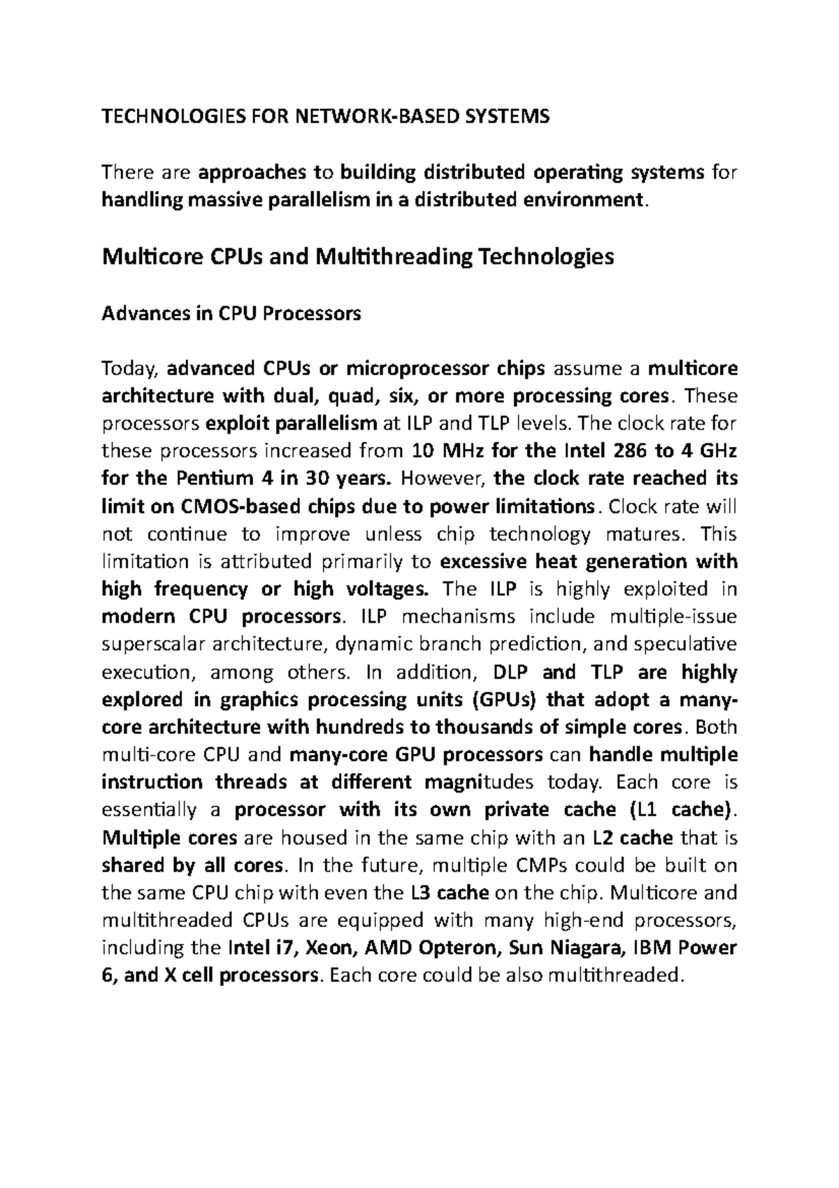 DC Mod 4 - DISTRIBUTED COMPUTING - TECHNOLOGIES FOR NETWORK-BASED SYSTEMS There are approaches ...