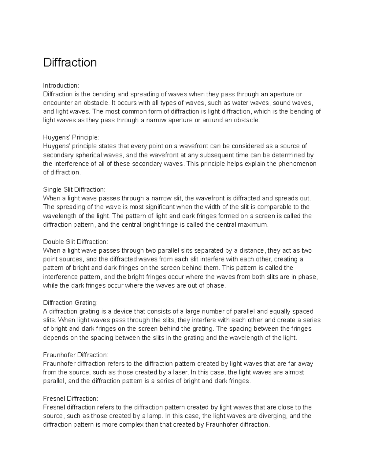 General Physics Iii Phy 2040 Lecture 35 Diffraction Diffraction Introduction Diffraction